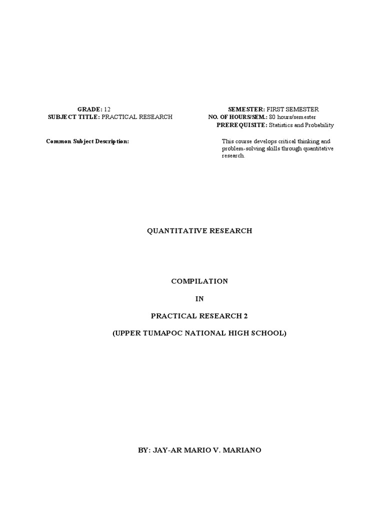 Practical Research 2 Module | PDF | Quantitative Research | Statistics