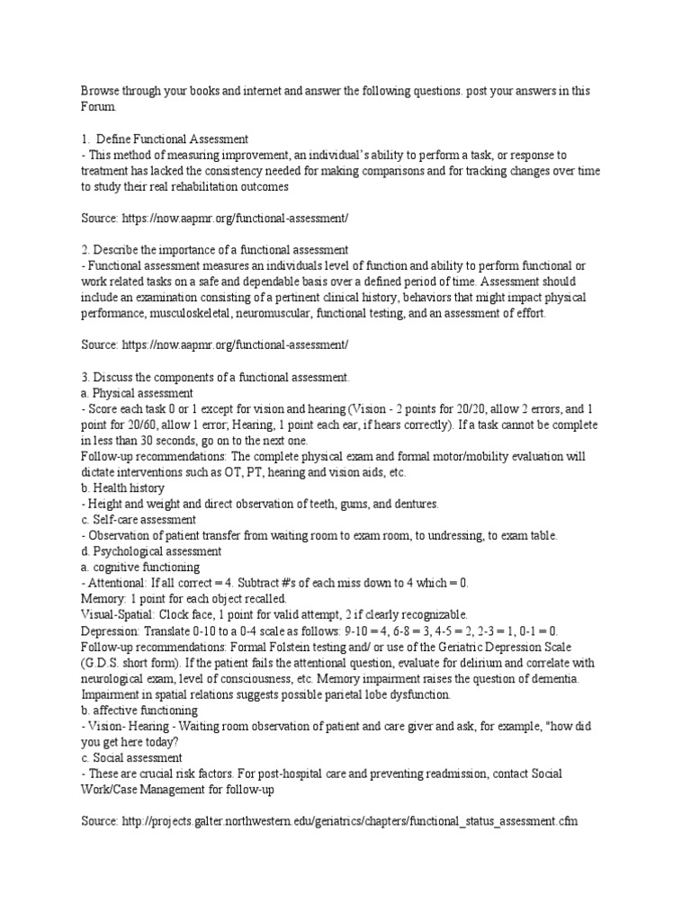 Functional Assessment | PDF | Nursing | Health Care