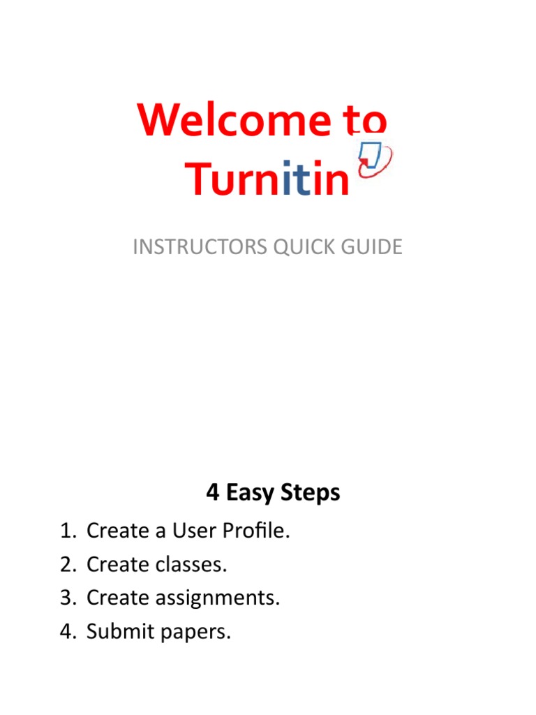 Welcome To Turn In: Instructors Quick Guide | PDF | Login | Turnitin