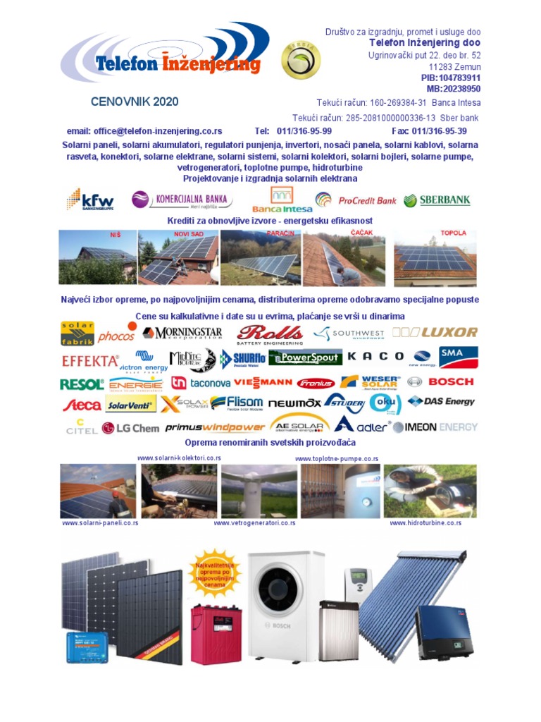 Cenovnik Solarnih Panela | PDF