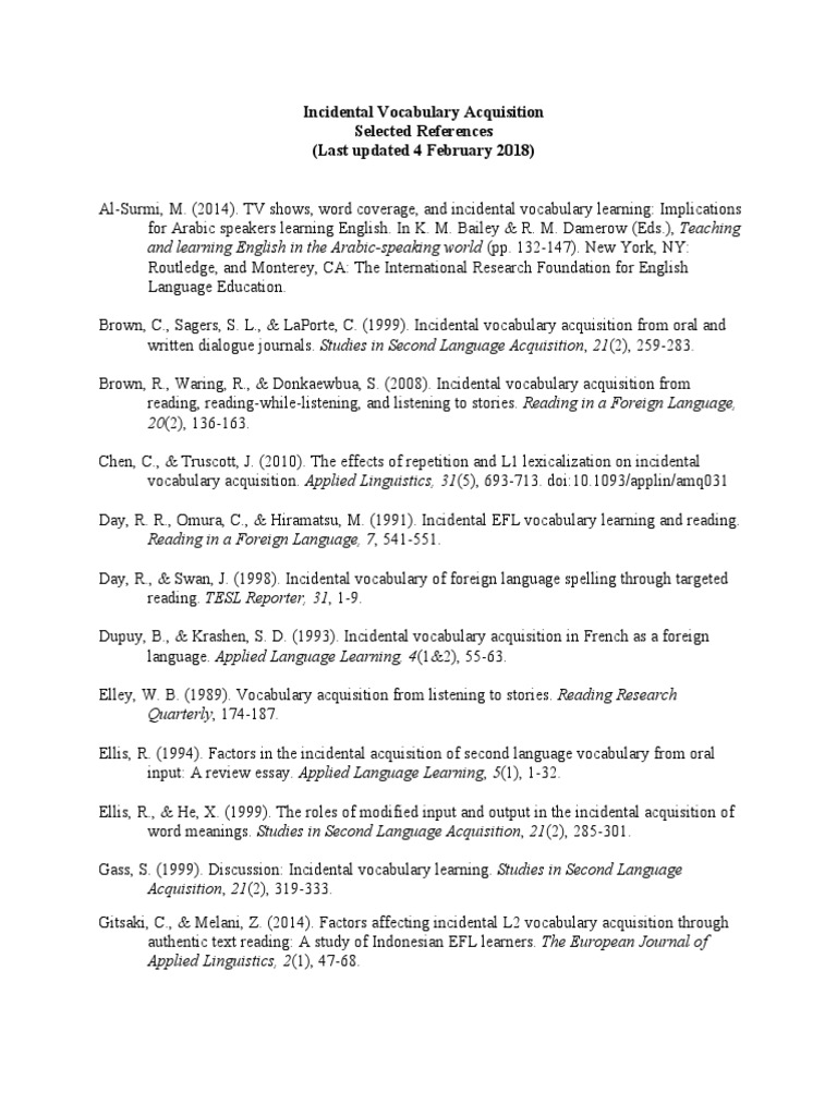 Incidental Vocabulary Acquisition | PDF | Second Language | Vocabulary