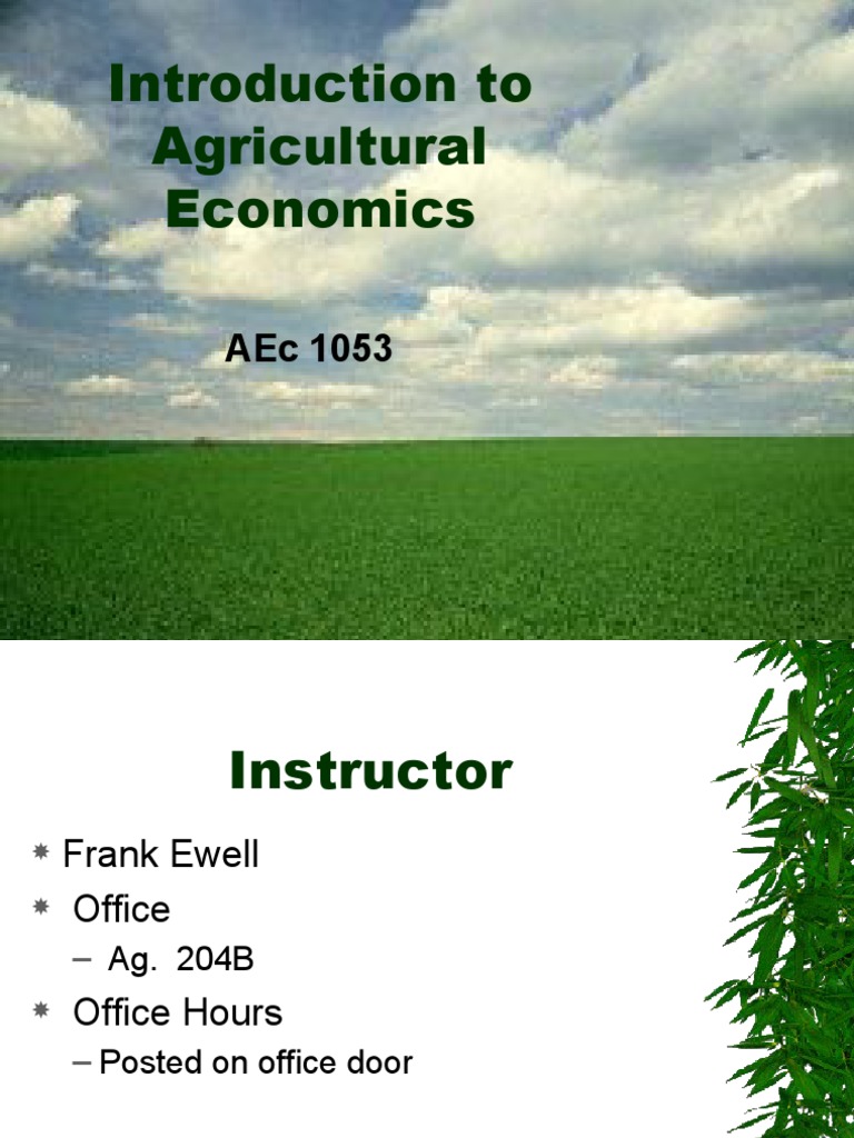 Introduction To Agricultural Economics | PDF