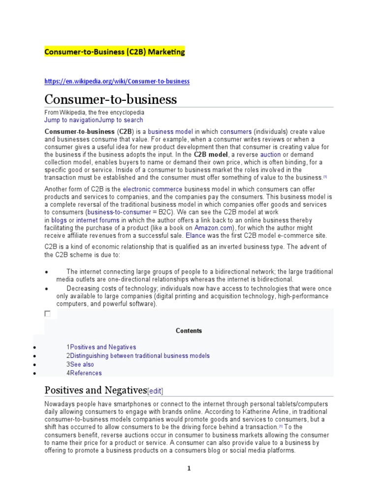 Consumer-to-Business (C2B) Marketing | PDF | Media Manipulation | Business