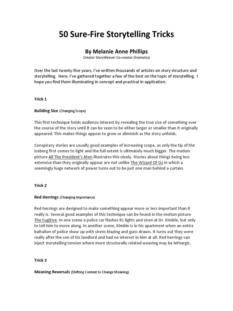 50 Sure-Fire Storytelling Tricks! | PDF | Goal | Storytelling