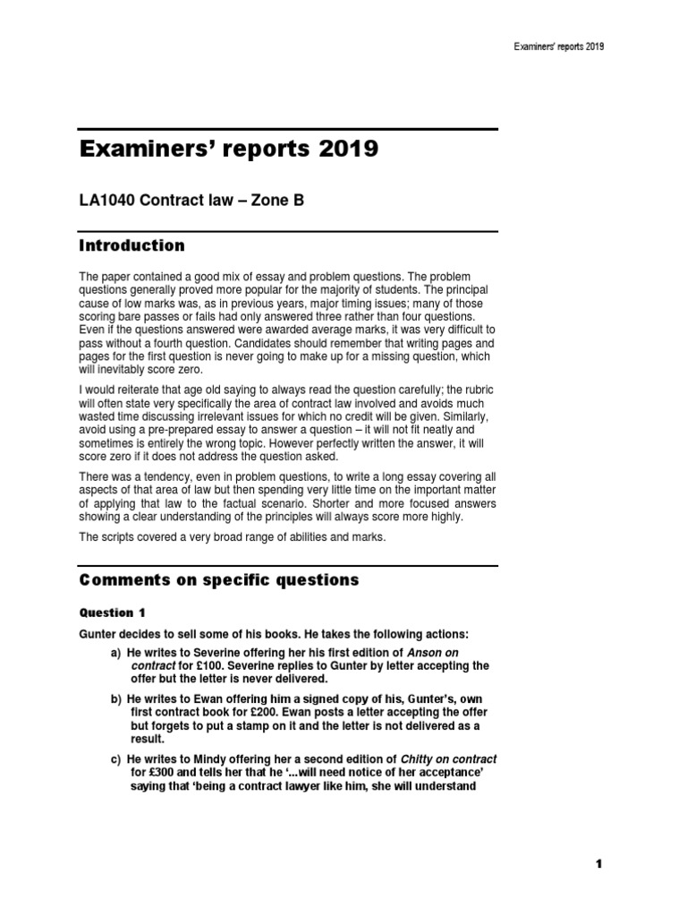 Contract Report 2019 B PDF | PDF | Misrepresentation | Consideration