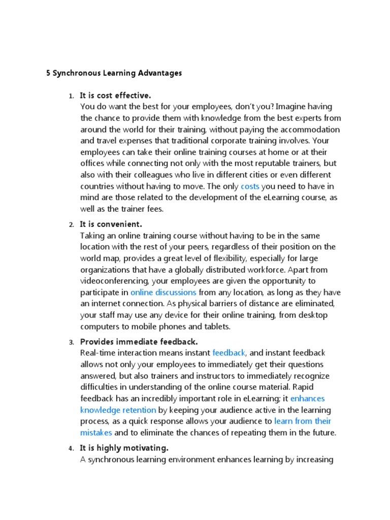 5 Synchronous Learning | PDF | Educational Technology | Motivation
