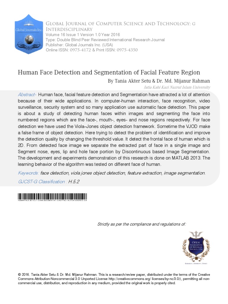 Human Face Detection and Segmentation of Facial Feature Region | PDF ...