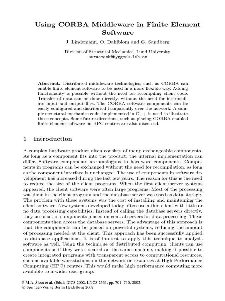 CORBA in Finite Element Software | PDF | Common Object Request Broker Architecture | Component ...