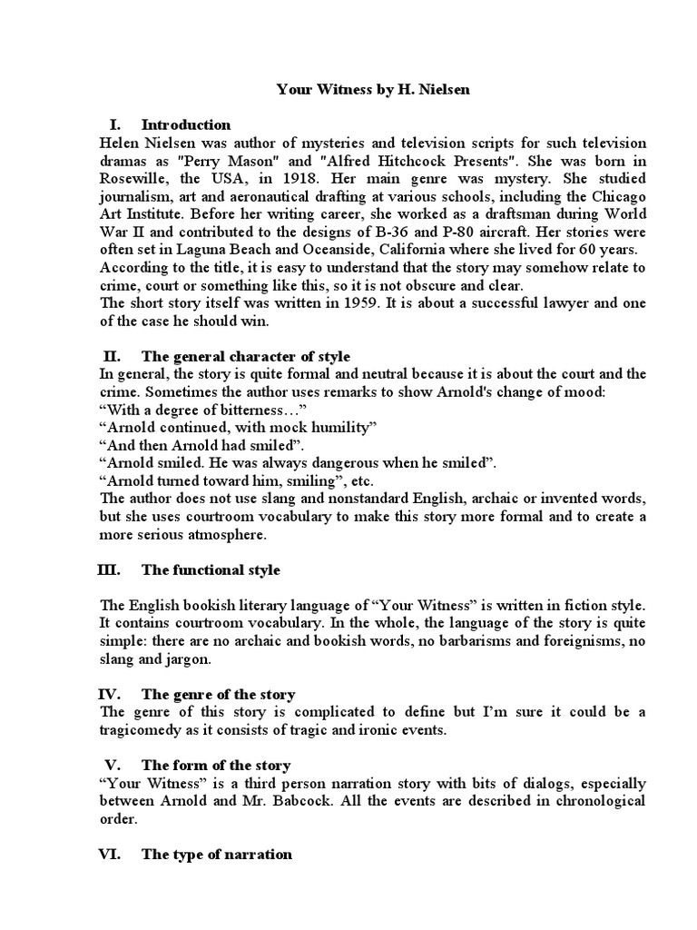 Your Witness Analysis | PDF