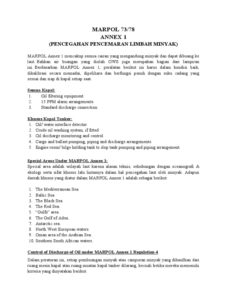 Marpol 73:78 Annex 1-6 | PDF