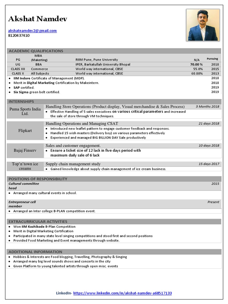 Akshat Namdev Resume | PDF | Business | Business Economics