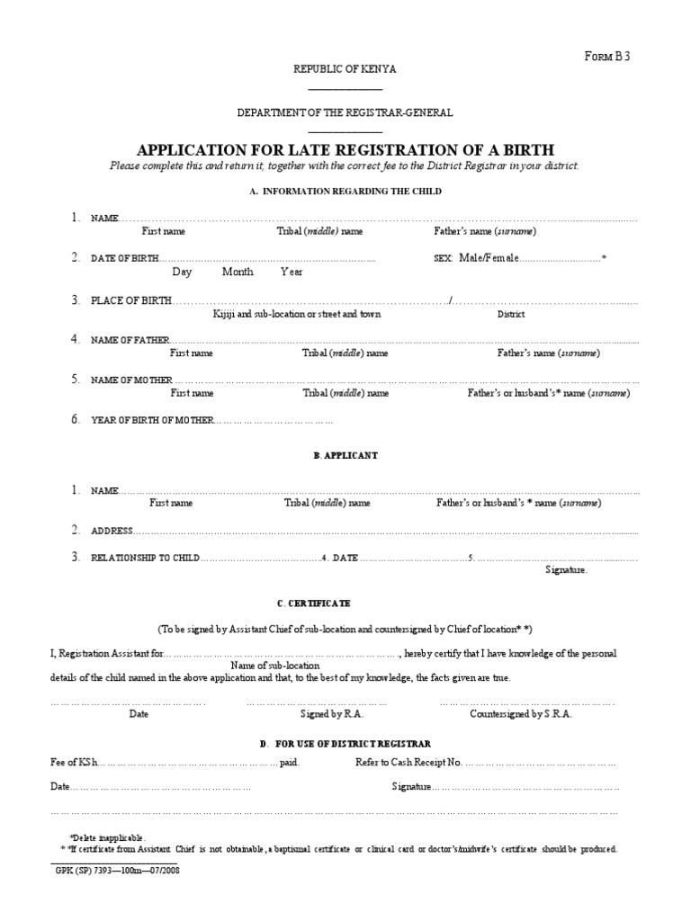 Birth Certificate Form-B3 | PDF | Family | Kinship And Descent