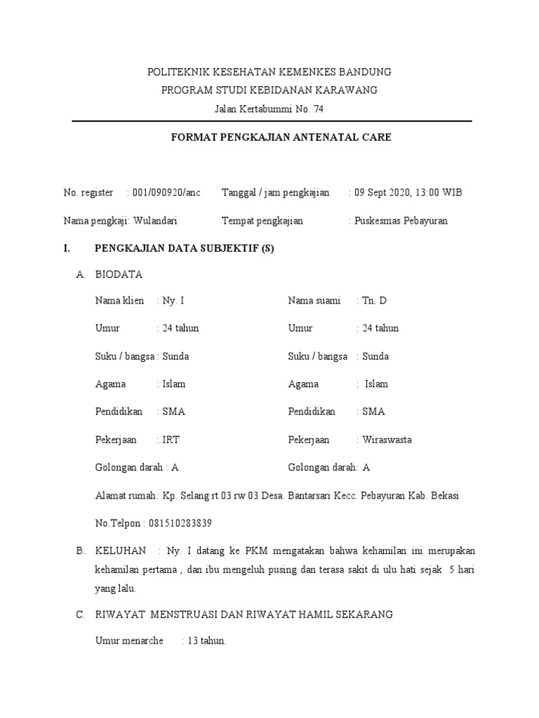 SOAP Anc Pre-Eklampsia Wulandari 3B | PDF