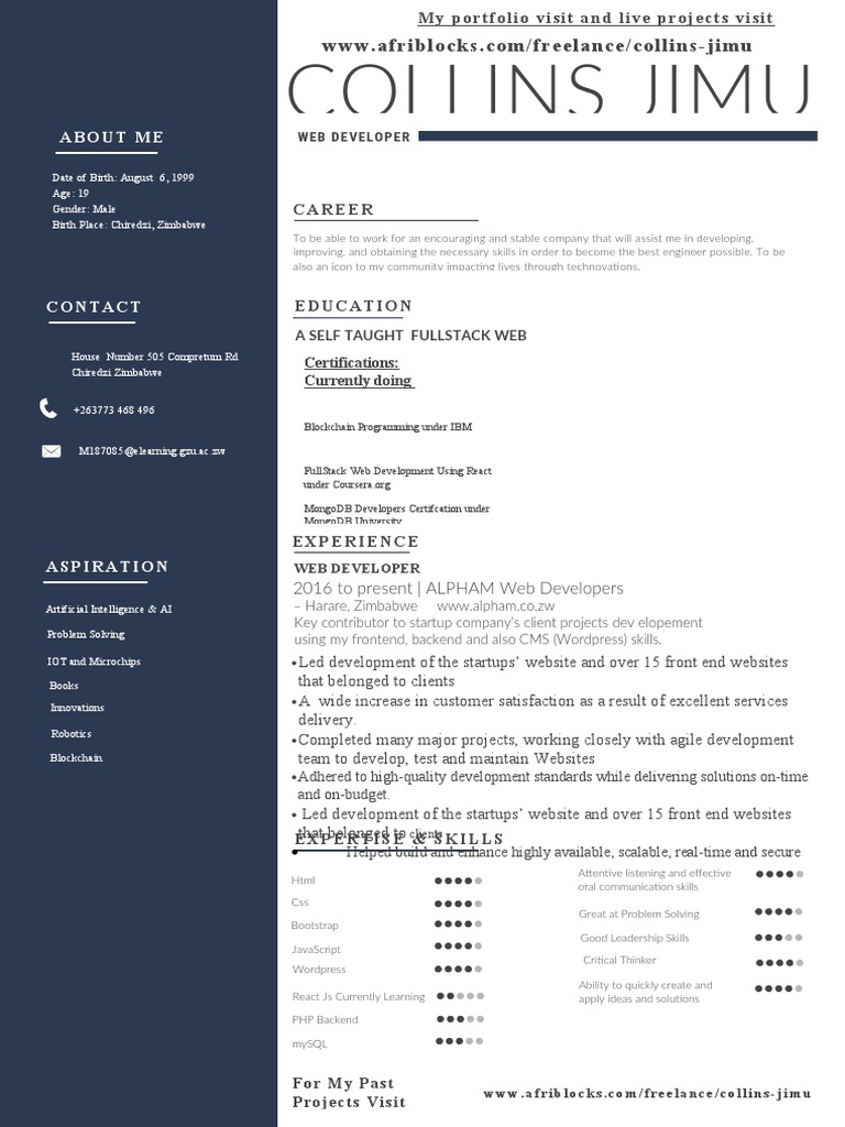 Web Developer Resume | PDF | Web Development | World Wide Web