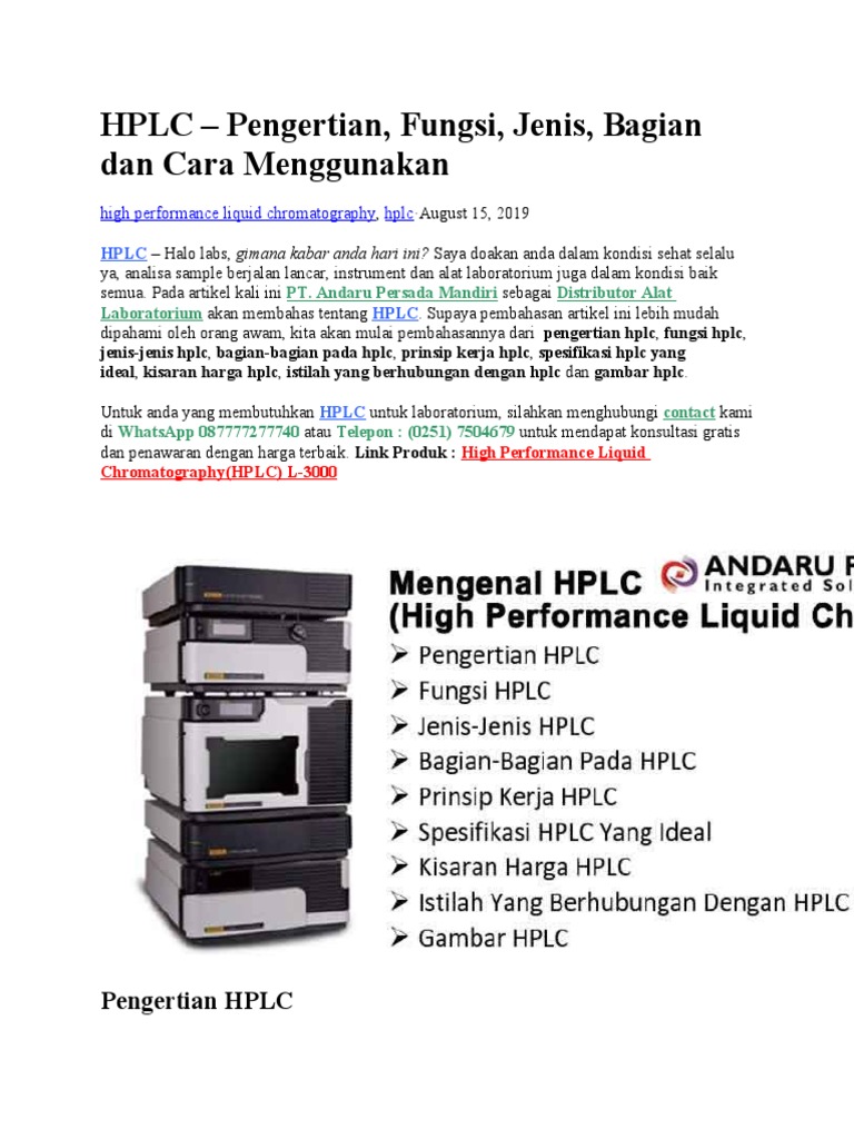 Panduan Lengkap Alat HPLC | PDF