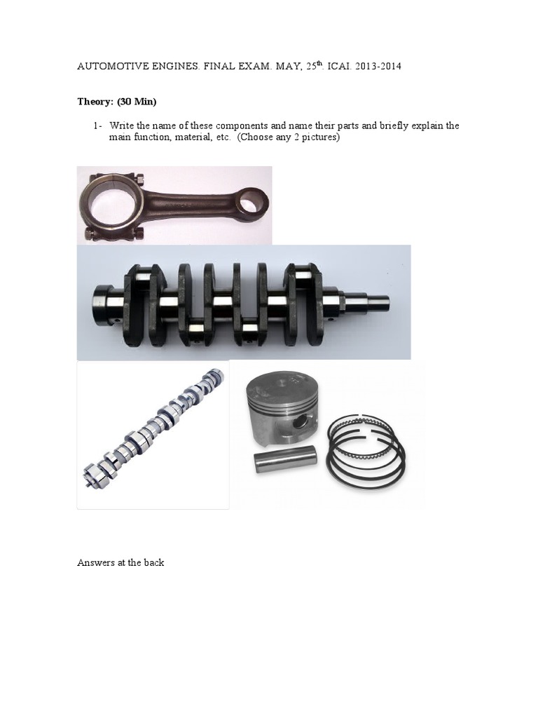 Automotive Engines - Final Exam | PDF