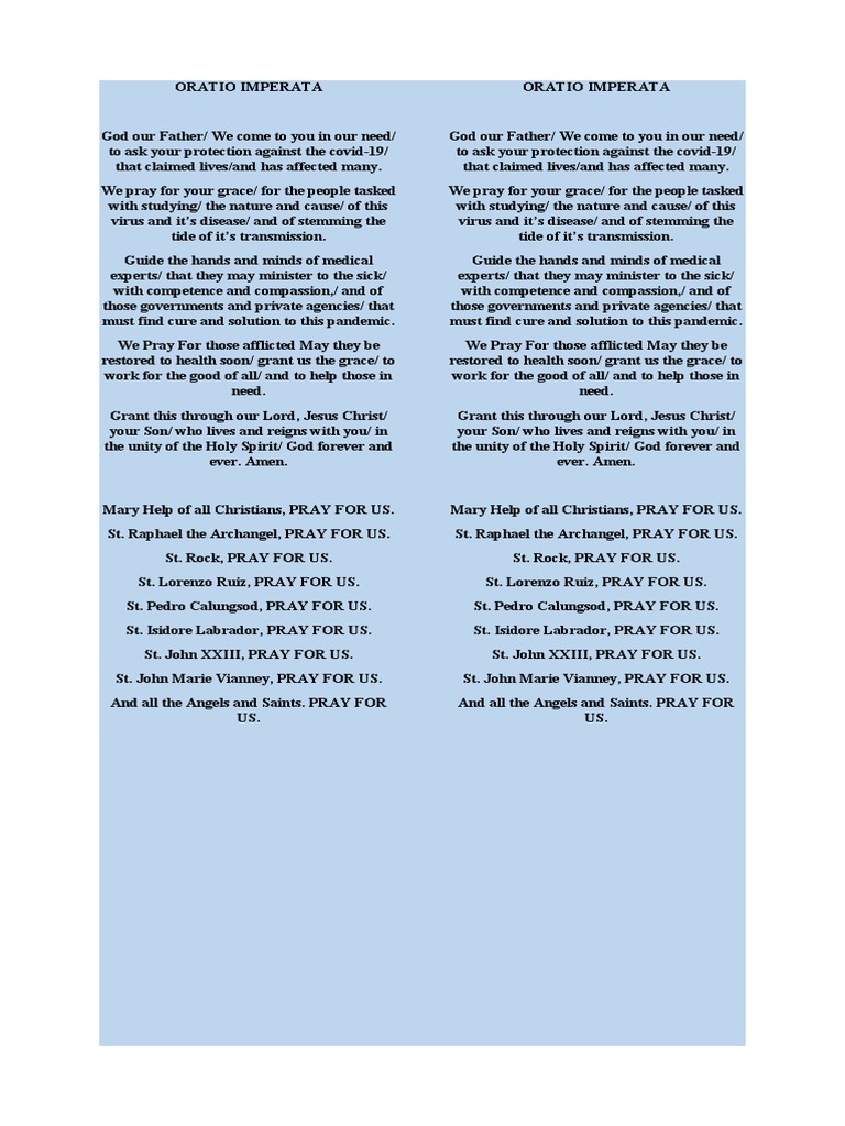 Oratio Imperata | PDF | Lord's Prayer | Prayer
