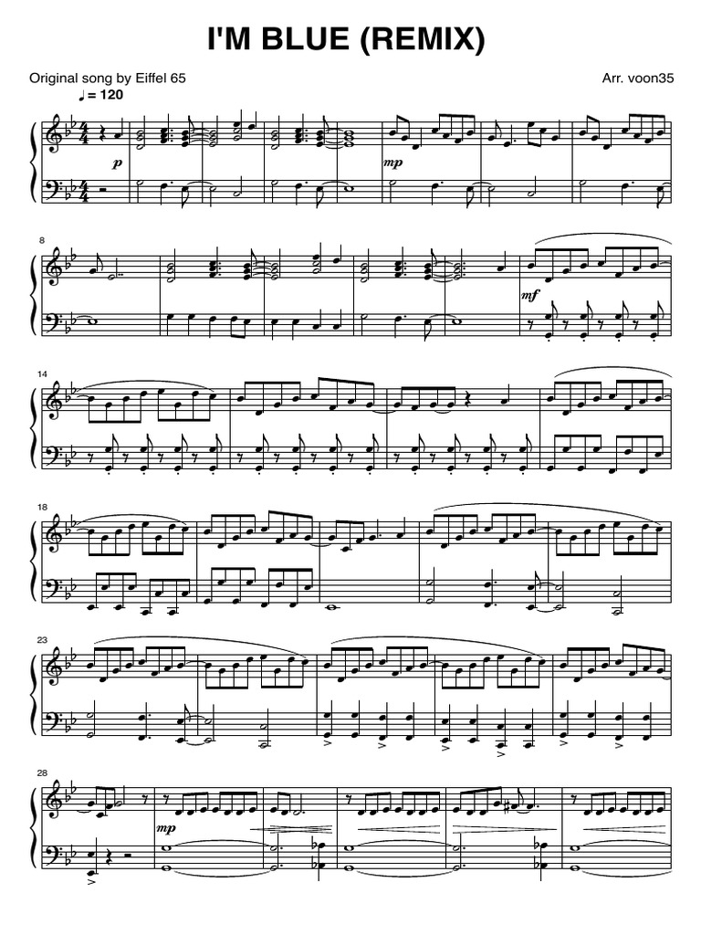 I'M Blue (Remix) : Arr. Voon35 Original Song by Eiffel 65 | PDF