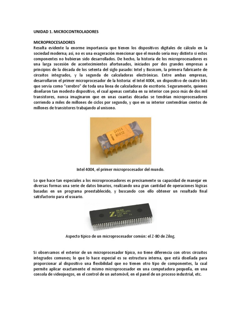 Programacion 3 - Unidad 1 | PDF | Microcontrolador | Microprocesador