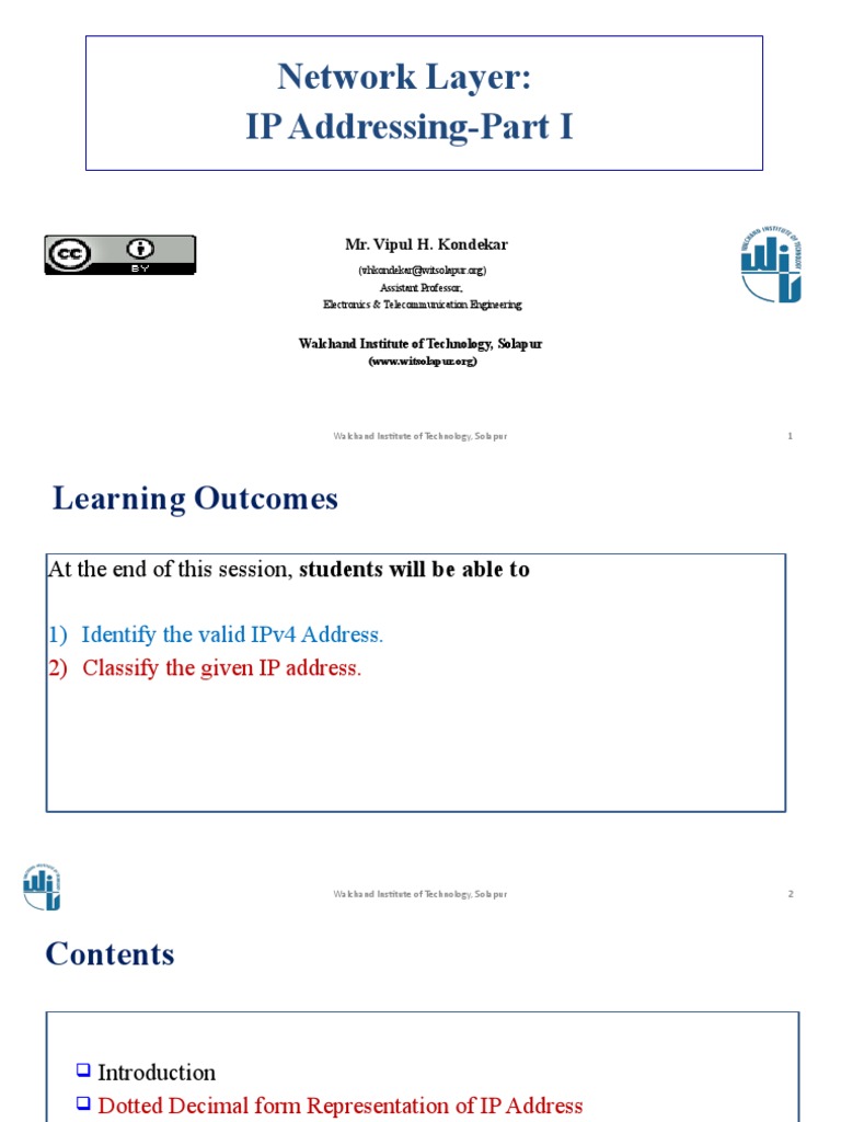 PPT3 - Network Layer IP Addressing-I | PDF | Ip Address | Network Architecture