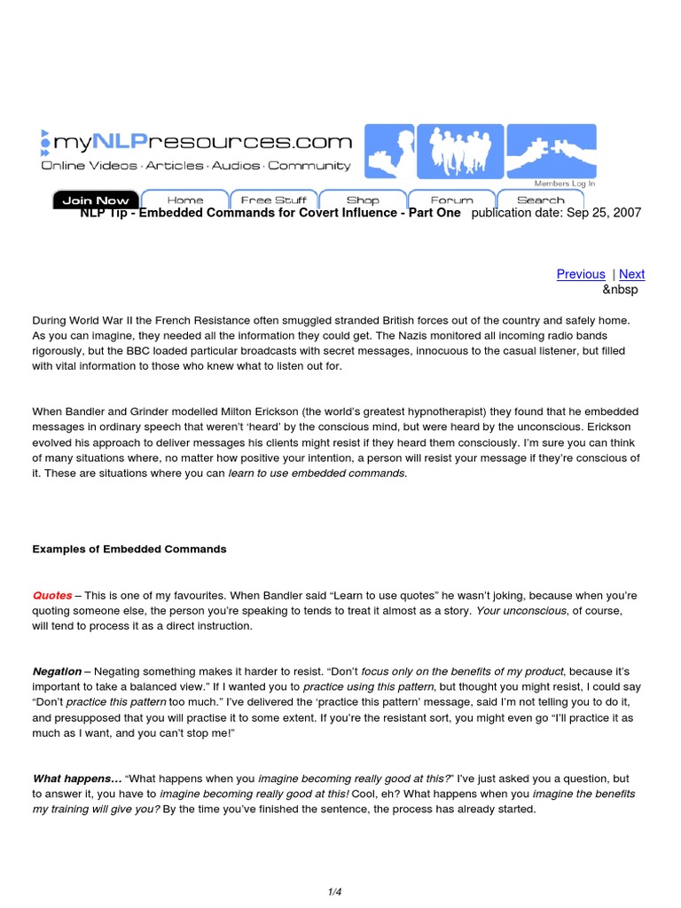 Embedded Commands For Covert Influence - Part One | PDF | Neuro ...