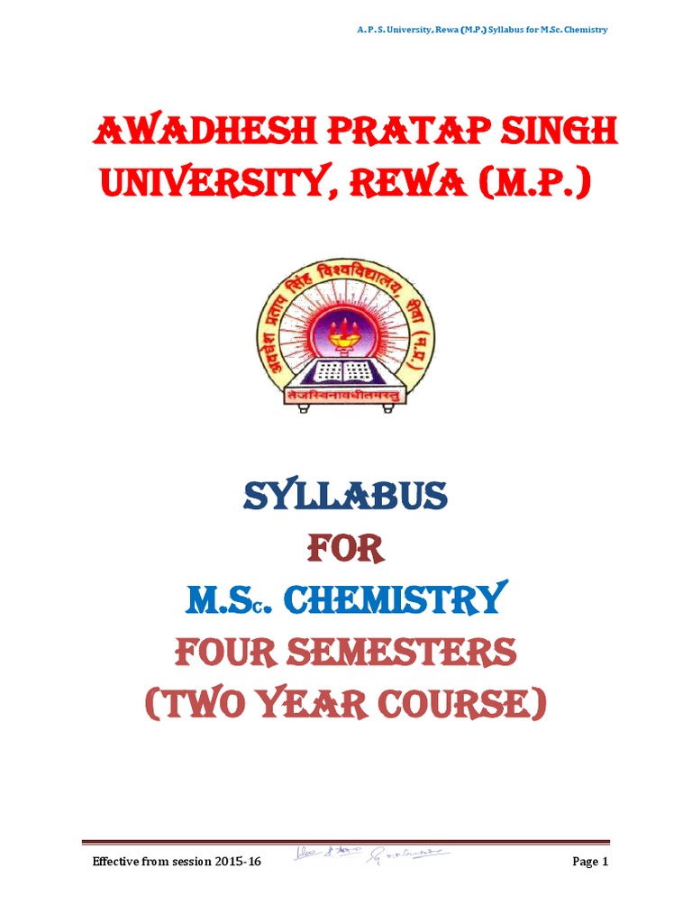 Awadhesh Pratap Singh University, Rewa (M.P.) : Syllabus | PDF ...