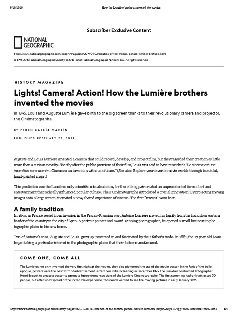 How The Lumière Brothers Invented The Movies | PDF | Art Media | Imaging