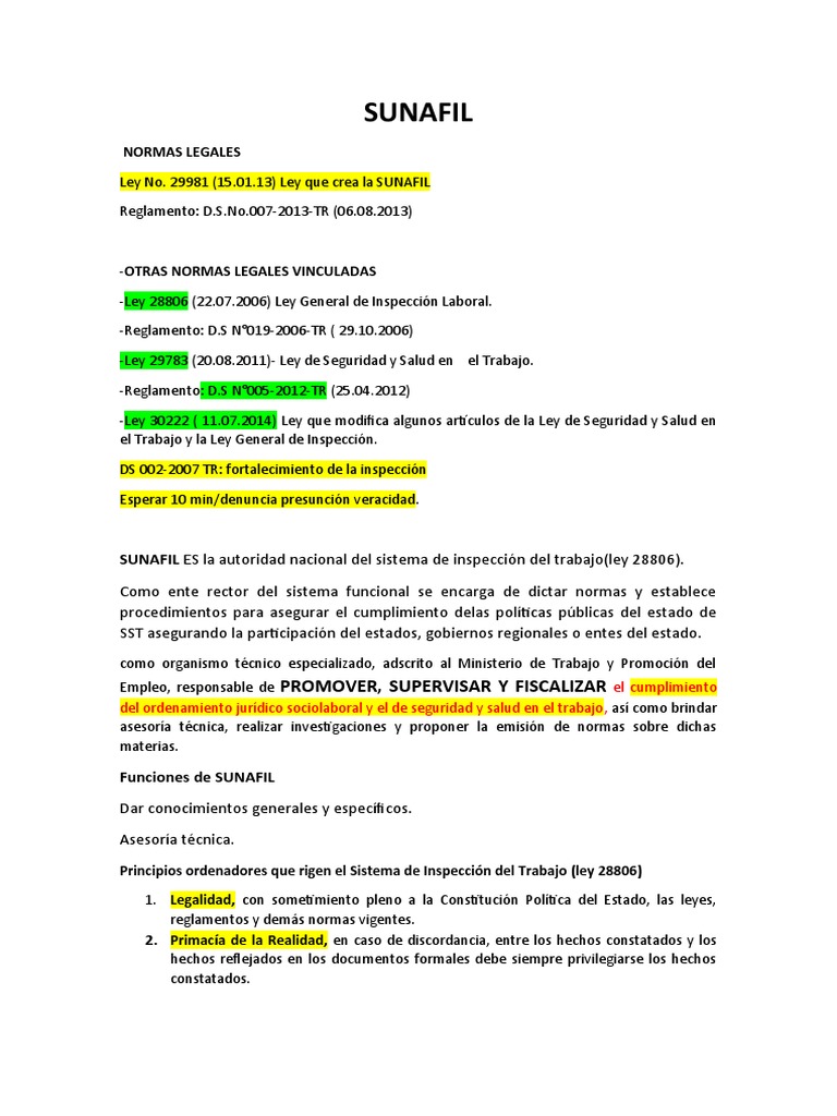 SUNAFIL | PDF | Seguridad y salud ocupacional | Derecho laboral
