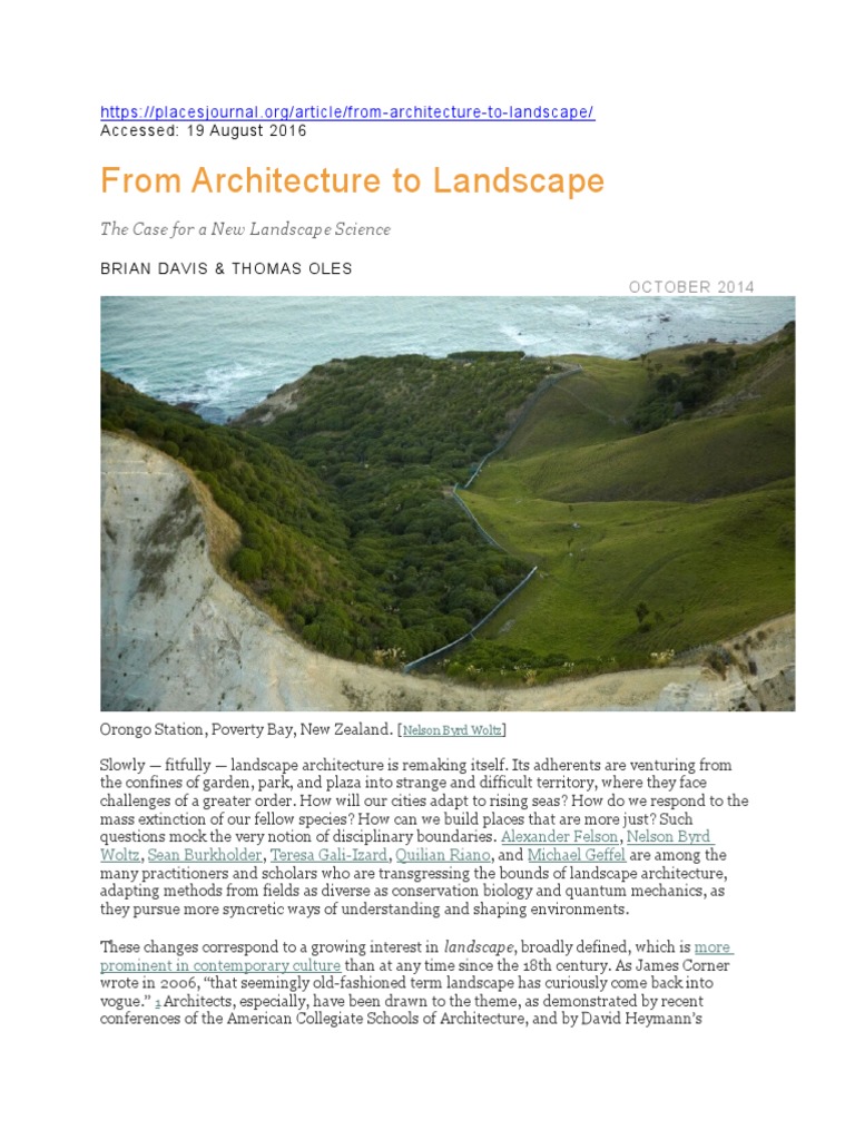 From Architecture to Landscape: The Case for a New Landscape Science ...