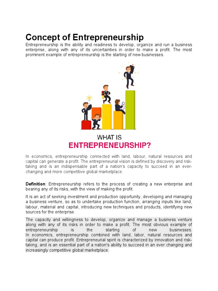 Concept of Entrepreneurship | PDF | Entrepreneurship | Economies