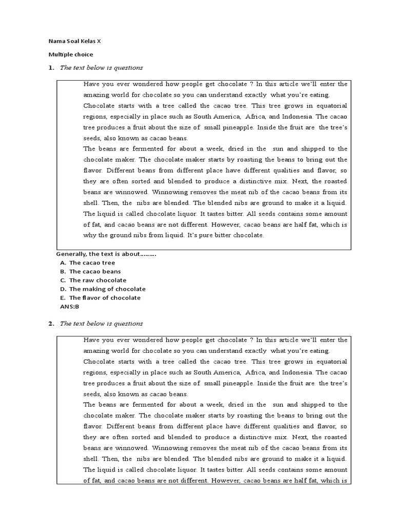 Contoh Format Soal | PDF | Cocoa Bean | Chocolate