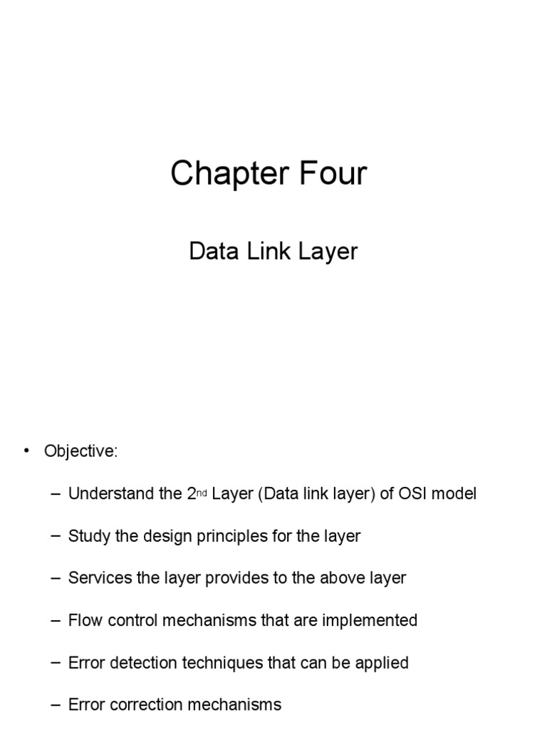 Chapter Four: Data Link Layer | PDF | Error Detection And Correction | Transmission Control Protocol