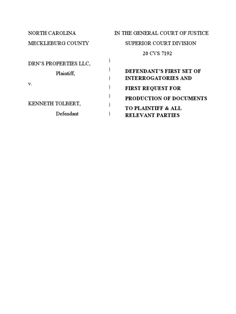 Defendants Interrogatories & Request For Production of Documents | PDF ...