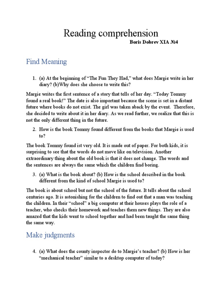 Reading Comprehension: Find Meaning | PDF