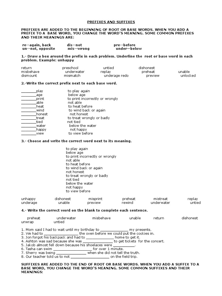 Prefixes and Suffixes Summary | PDF | Language Arts & Discipline | Self ...