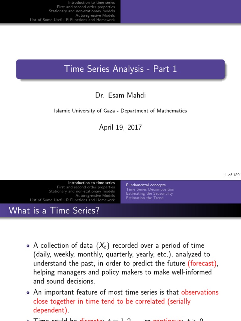 Time Series Analysis Parte 1 PDF | PDF | Time Series | Stationary Process