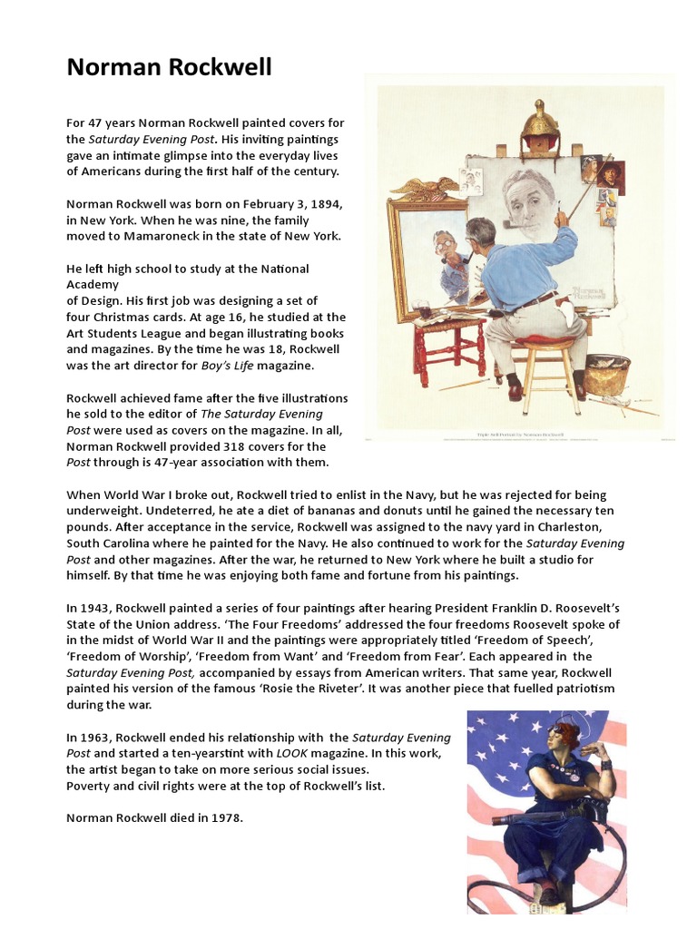 Norman Rockwell's Biography Reading Comprehension | PDF | Unrest ...