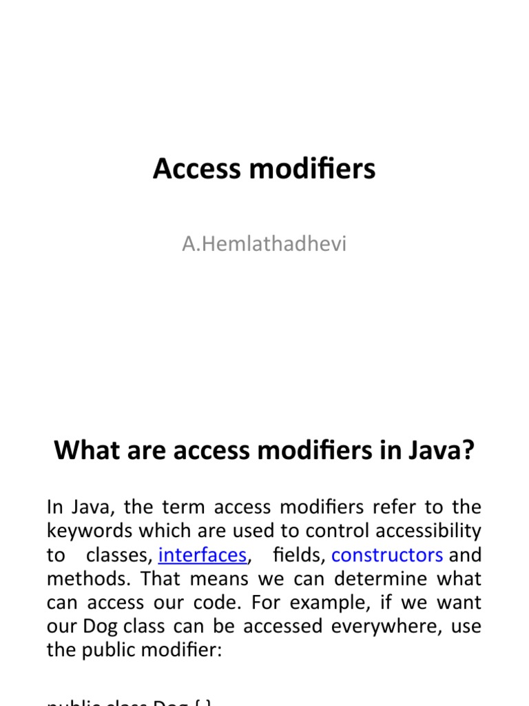 Access Modifiers In Java Pdf Class Computer Programming Method Computer Programming