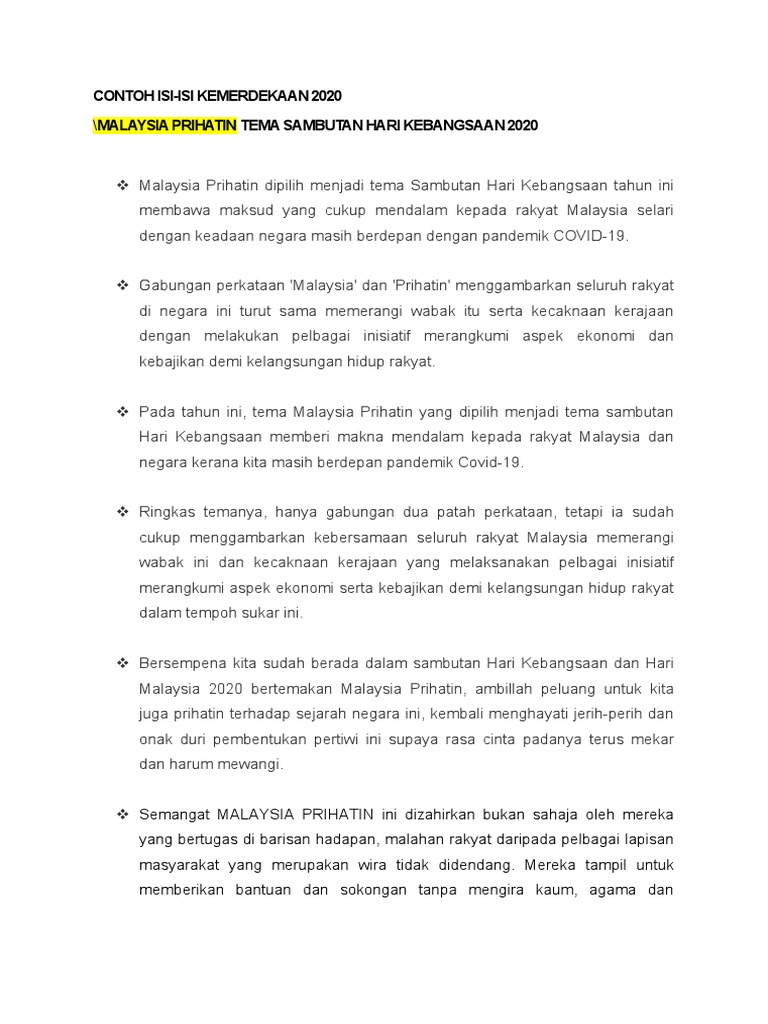 Contoh Isi Erti Kemerdekaan | PDF | Ilmu Sosial | Sejarah