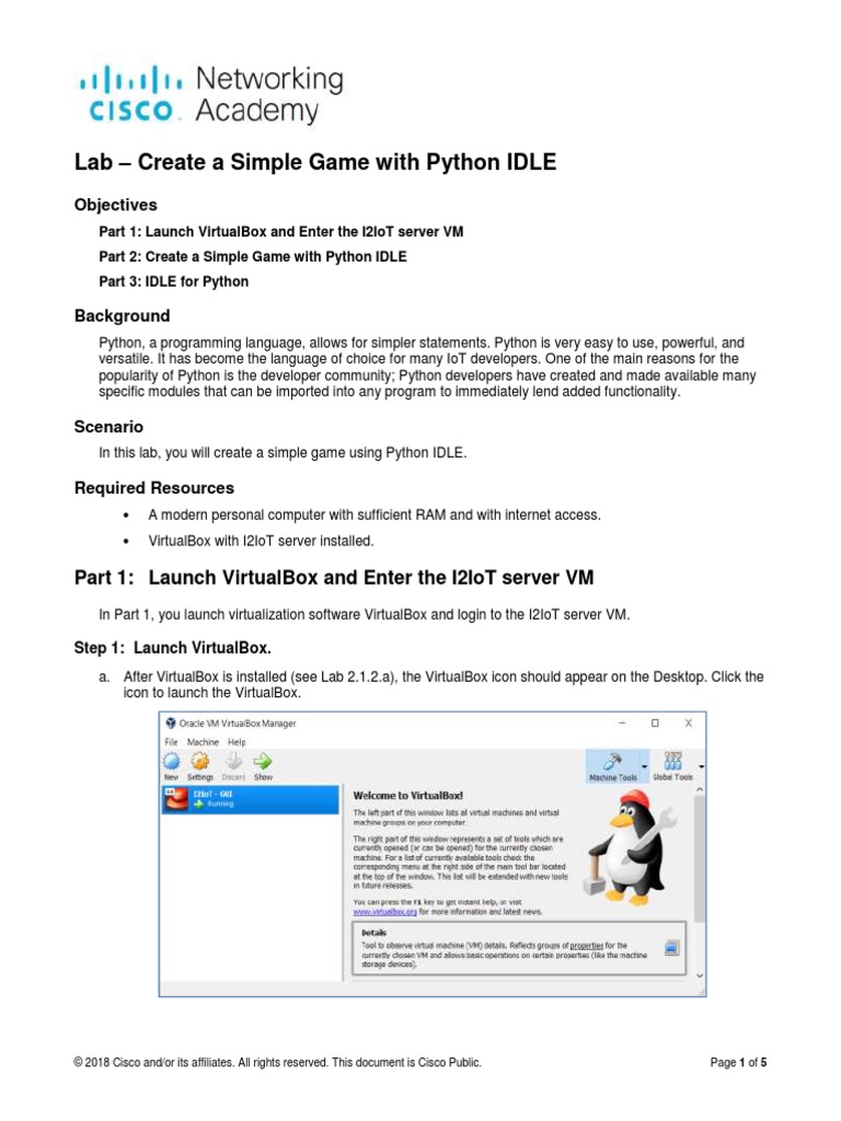 2.1.3.8 Lab - Create A Simple Game With Python IDLE PDF | PDF | Python ...