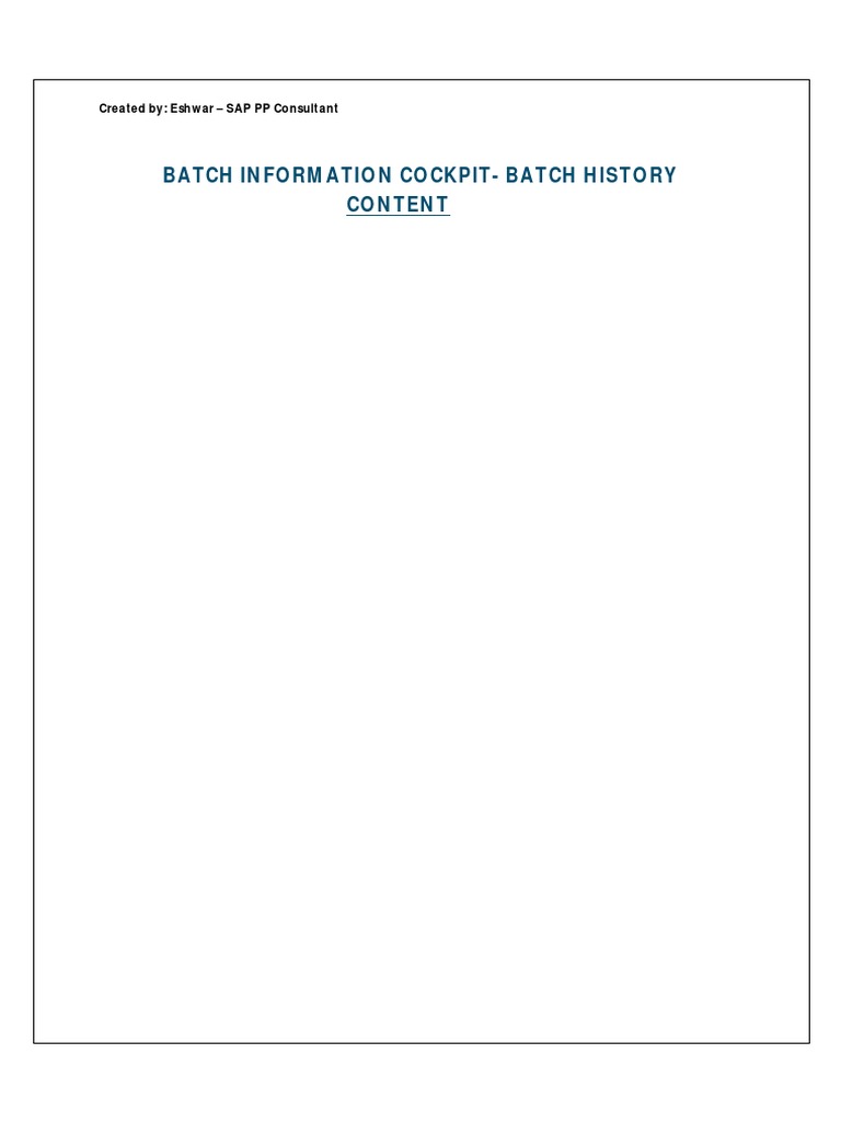 Batch Information Cockpit PDF | PDF | Menu (Computing) | Information ...