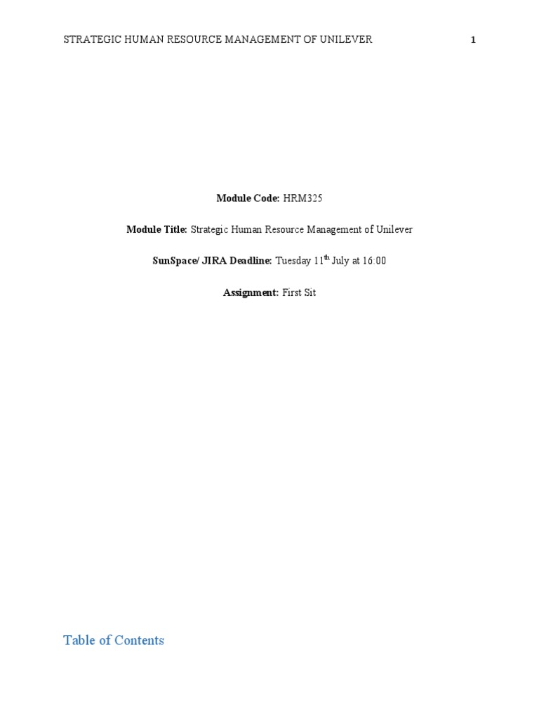 Strategic Human Resource Management of Unilever | PDF | Human Resource ...
