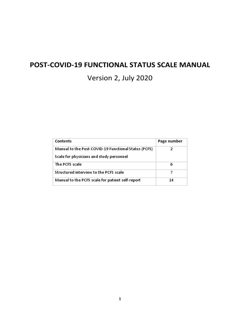 Manual To The PCFS Scale v2 20200710 | PDF | Self Report Study ...