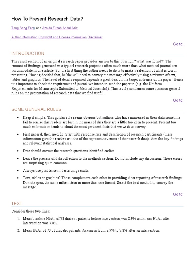 How To Present Research Data? | PDF | Chart | P Value