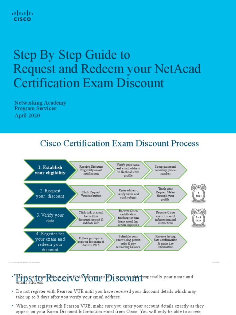 Step By Step Guide To Request And Redeem Your Netacad Certification Exam Discount Pdf Cisco