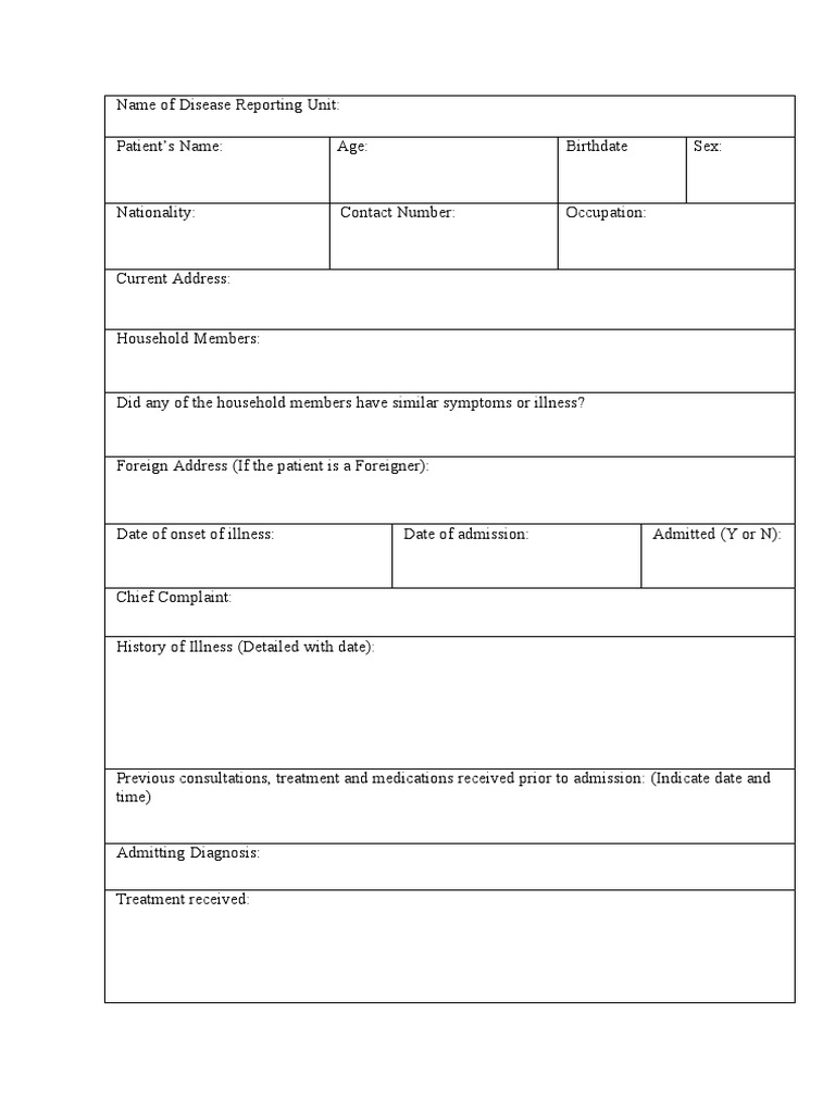 Patient Disease Reporting Form | PDF | Self-Improvement