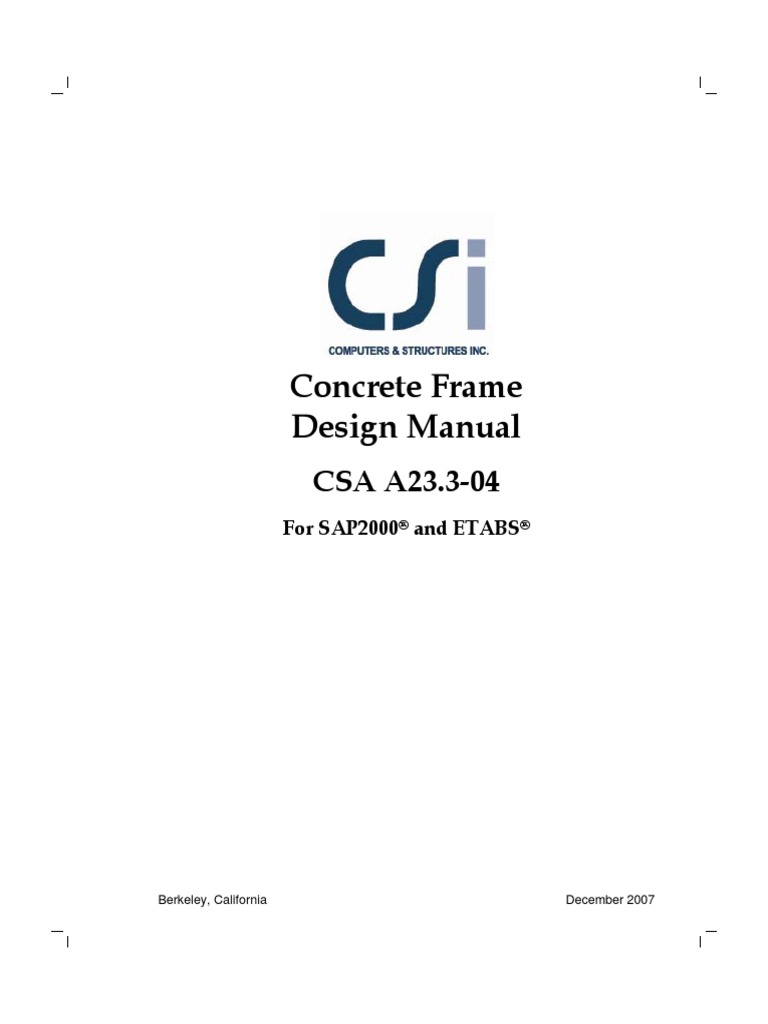 Concrete Frame Design Manual: CSA A23.3-04 | PDF | Beam (Structure ...