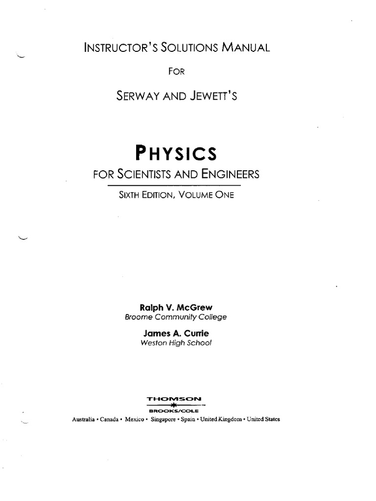 Physics For Scientists and Engineers 6e by Serway and Jewett Solutions ...