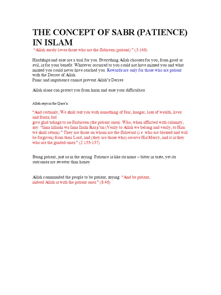 The Concept of Sabr | PDF