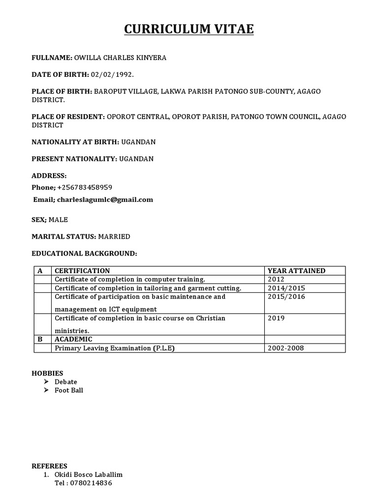 Curriculum Vitae Charles | PDF